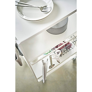 YAMAZAKI Home 3-Tier Storage Utility Kitchen/Bathroom | Steel | Rolling Carts, One Size, White