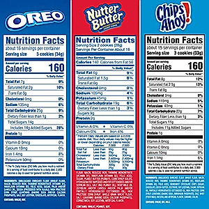 OREO, CHIPS AHOY! & Nutter Butter Cookies Variety Pack, Family Size, 3 Packs