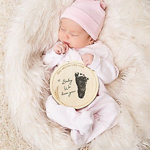 ZIEYOMI Baby Announcement Sign, Hello World Newborn Sign, Wooden Baby Name Sign for Nursery, Birth Announcement Sign for Hospital, Welcome Baby Sign Announcement Board for Photo Prop Baby Shower