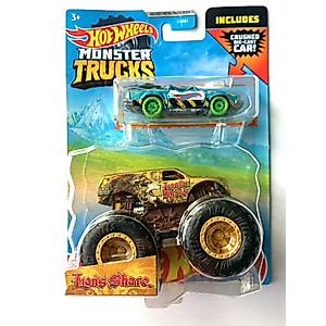 DieCast Hot Wheels Monster Trucks Lion's Share, 1:64 Scale Truck with car