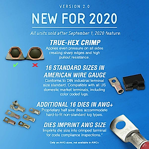 TEMCo Industrial Hydraulic Cable Lug Crimper TH0005 V2.0 (11 US TON) 10 AWG to 600 MCM Electrical Terminal Cable Wire Tool Kit with 32 Die Sets