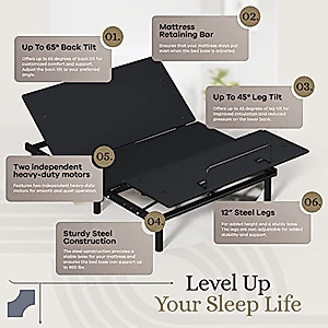 Sven & Son Full Essential Adjustable Bed Base Frame + 14" Luxury Cool Gel Memory Foam Hybrid Mattress, Wireless, Easy Self-Assembly, Head & Foot Articulation (Full + 14" Mattress)