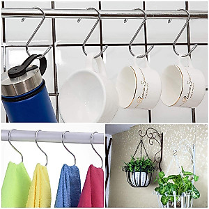 LOYMR 14 Pcs Heavy Duty 4.7 Inches Extra Large S Shape Hooks Heavy-Duty Metal Hanging Hooks Apply Kitchenware Bathroom Utensils Plants Towels Gardening Multiple uses Tools (Silver)
