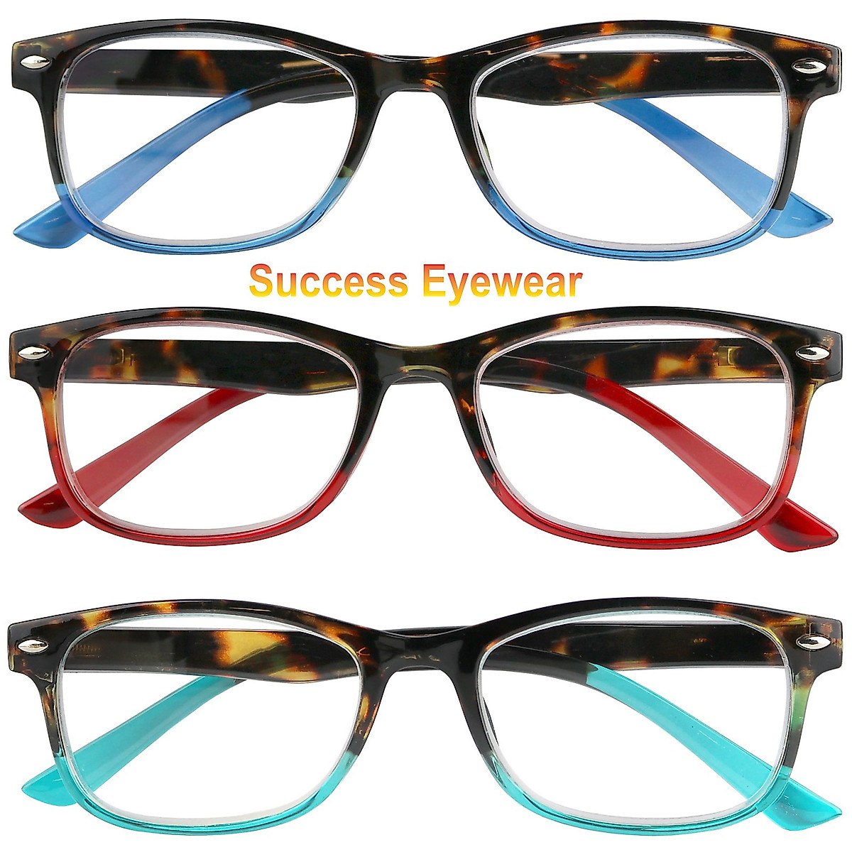 Success Eyewear Reading Glasses Set of 3 Great Value Spring Hinge Readers Men and Women Glasses for Reading +2.75