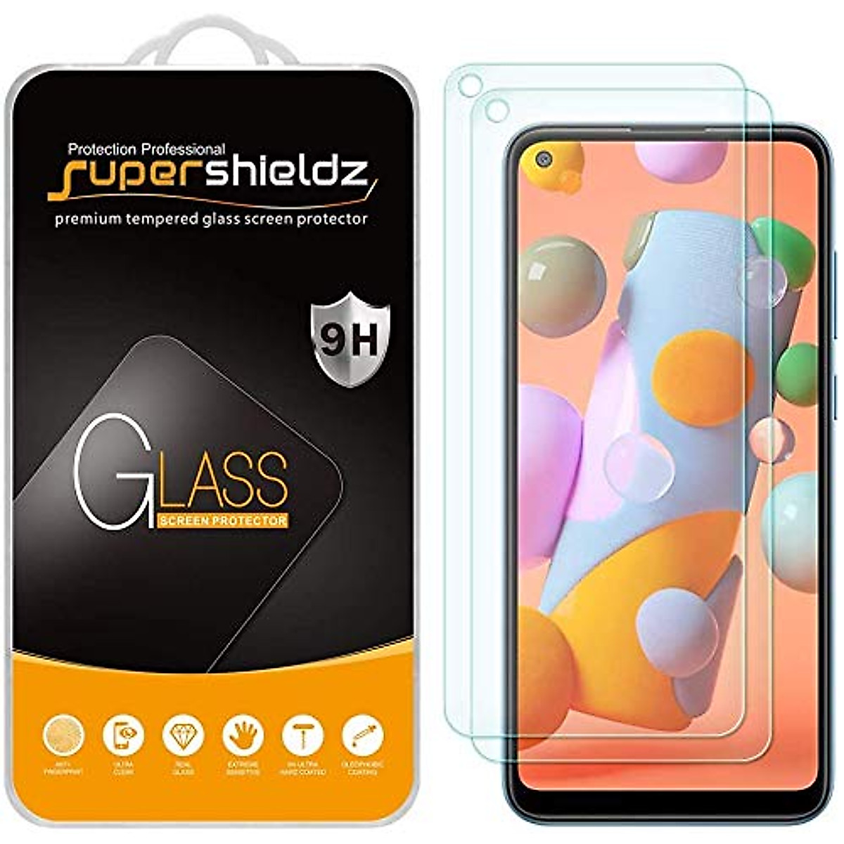 Supershieldz (2 Pack) Designed for Samsung Galaxy A11 Tempered Glass Screen Protector, Anti Scratch, Bubble Free