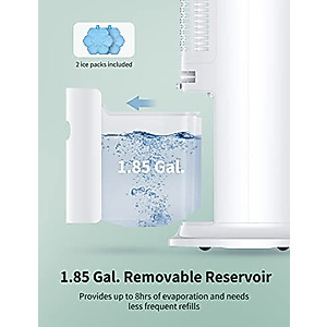 3-1 Evaporative Air Cooler, 43''Bladeless Tower Fan with Cooling & Humidifying Function, 1.8 Gal Removable Water Tank 60°Oscillating Swamp Fan 3 Speeds 10H Timer, Remote Control for Home Office