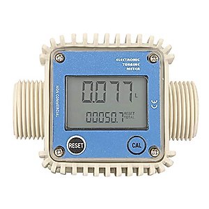 K24 LCD Turbine Digital Fuel Water Hose Flow Meter Widely Used for Chemicals Water, Blue