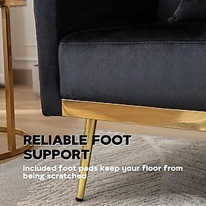 DANNRATCH 2 Pieces Velvet Sofa Set Convertible Sleeper Sofa Tufted Couch Bed with Adjustable Armrests and Backrest, Modern Loveseat Sleeper Bed with 2 Bolster Pillows for Living Room, Bedroom, Black