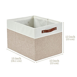 DECOMOMO Storage Baskets for Shelves 13x15x13 Closet Bins for Shelves, Baskets for Closet Organization Kallax Cubby Toy Storage (Beige and White, 3-Pack)