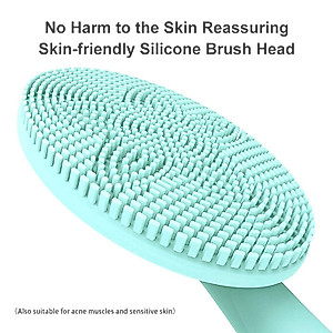 Sonic Facial Cleansing Brush, Lyrzzey Portable Handled Face Cleansing Brush with 5 Adjustable Speeds Vibrating Rechargeable Face Cleansing Brush for Deep Cleaning Gentle Exfoliating Massaging(Blue)
