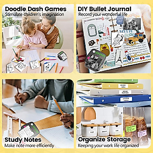 DOLEWA Mini Printer with 13 Rolls Sticker Paper, Sticker Printer, Portable Thermal Inkless Sticker Maker, Wireless Thermarote Label Printers for Photos, Study Notes, DIY, Journal, Memo (Black)