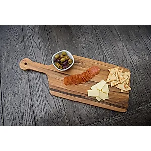 Lipper International Teak Wood Edge Grain Kitchen Paddle Board for Serving, Large, 20" x 8" x 3/4"