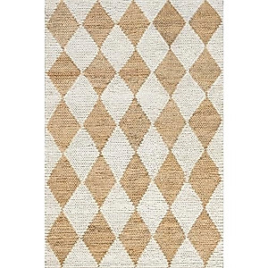 nuLOOM Chaya Diamond Striped Jute Blend Area Rug, 5x8, Natural