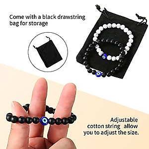 Hicarer 2 Pieces Couple Bracelets Mutual Relationship Bracelets 7 Knot Rope Braided Bracelets Adjustable Matching Pinky Promise Bracelets Graduation Teacher Gift(Yin Yang Style)
