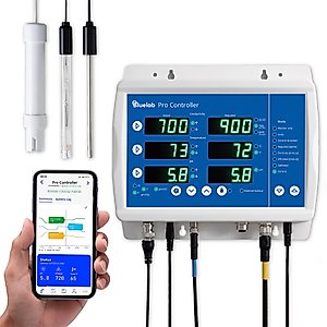 Bluelab Pro Controller Wi-Fi Fully Automated 24/7 Digital Monitor for Hydroponics Multi-Nutrient & pH Dosing with EC Temperature Probe and Edenic Remote Monitoring Essential for Agriculture
