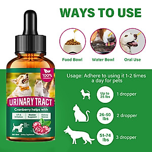 Cat & Dog UTI Treatment - Urinary Tract Support for Pets，Cranberry Kidney and Bladder Supplements, Pet Renal Health Care, Prevention and Treatment