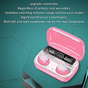 Sport Bluetooth 5.2 Earbuds,Wireless Earphones in-Ear with Microphone, Stereophones HiFi Stereo Sound Intelligent Noise Reduction, Headset with Wireless Dual Core Fast Charging Case (Pink)