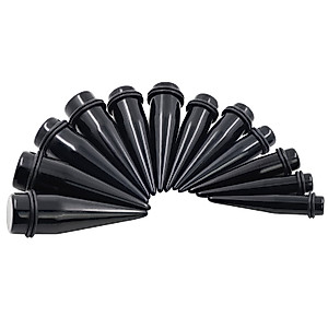 Oyaface 24PC Big Gauges Kit Ear Stretching 00G-20mm Acrylic Taper Plug Tunnels Piercing Black Kits