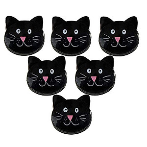 HOME-X Cat-Shaped Bag Clips for Chips, Kitchen and Laundry, 1.75”L x 1.5” W, Set of 6 and Canvas Clothespin Storage Bag with an Easy to Use Opening-11 x14-Black