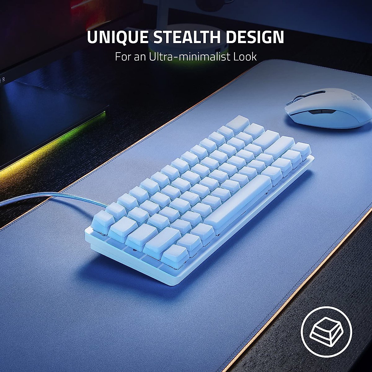 Razer Phantom Keycap Upgrade Set: Unique Stealth Design - Translucent Sides - Bottom-Lasered Legends - Keycap Removal Tools & Stablizers - Universal Compatiability - White