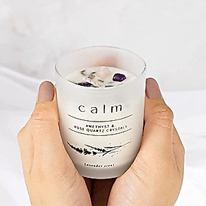 Firefli Crystal Candles 3-Piece Crystal Candle Set with Wood Lids & Dried Flowers | Candles Gifts for Women | 3.5oz Manifestation Candles with Crystals Inside | Soy Wax Scented Luxury Candles