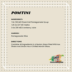 Finest Call Premium Pomegranate Syrup Drink Mix, 1 Liter Bottle (33.8 Fl Oz)