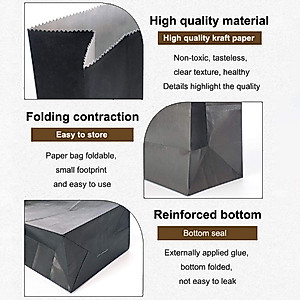 KEYYOOMY Small Paper Bags 24 CT Black Printed Party Favor Bags for Wedding Shower Kid's Birthday Party(9.4x 5.1x 3.1 in)