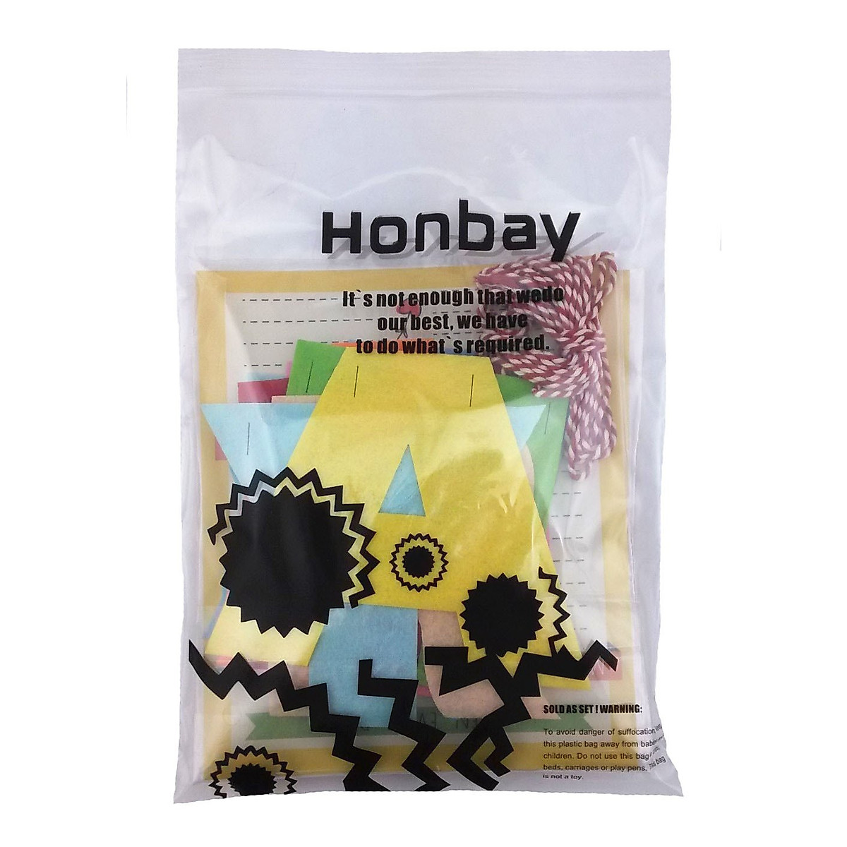 Honbay 1 Felt String Happy Birthday Party Banner and 1 String Colorful Star Banner