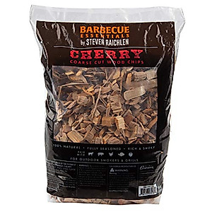 Steven Raichlen All Natural Cherry Wood Chips for Smoker - 260 Cu. In. Bag, Approx 2 lbs - Kiln Dried Coarse Cut BBQ Grill Wood Chips for Smoking Meats - Barbecue Accessories & Grilling Gifts for Men