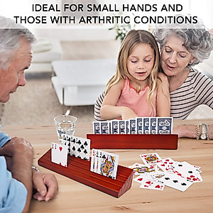LotFancy Playing Card Holder for Kids, Adults, Seniors, Large Wooden Hands Free Card Holders for Family Card Game Nights, Canasta, Poker Parties, 13.8” Long Version