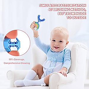 QiqaMole Toddler Toothbrush U-Shaped Kids Toothbrush Baby Soft Silicone Toothbrush Manual Training Toothbrush Infant 360° Oral Teeth Cleaning Design for Kids 2-7 Years Old (Pink)