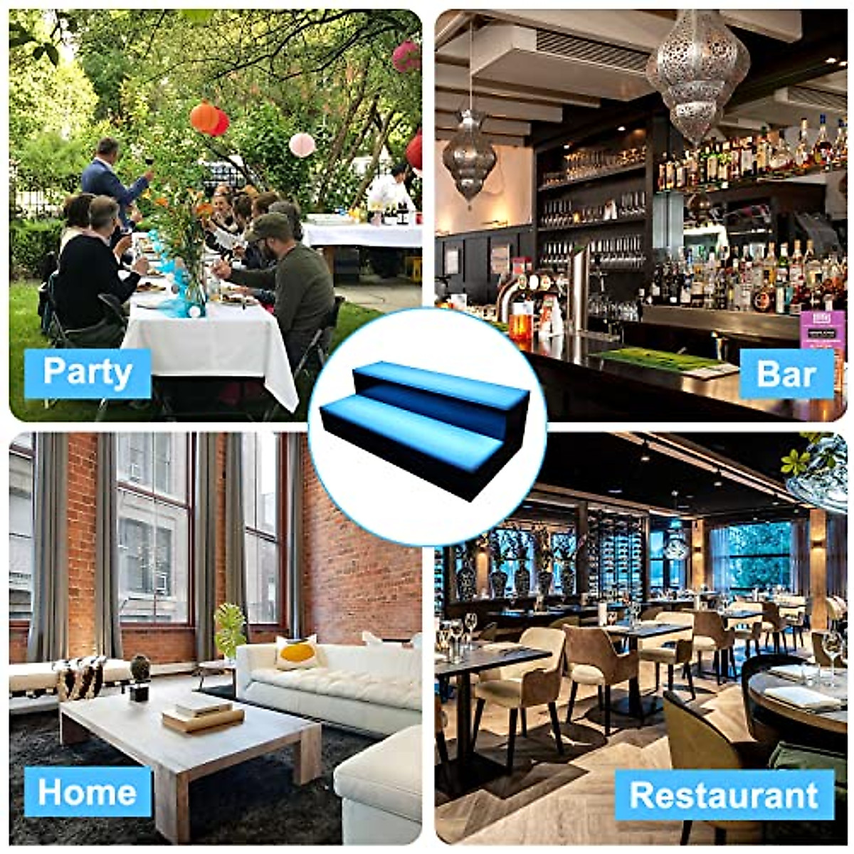 VONCI LED Lighted Liquor Bottle Display Shelf,16 Inch 2 Step Illuminated Bottle Display Shelf LED Lighted Bar Shelf with Remote Control App Control for Home Commercial Bar Party Accessories