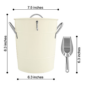 4 L White Ice Bucket,Ice Buckets for Parties,Insulated Ice Buckets with Lid and Scoop,Ice Bucket for Cocktail Bar,Double Wall Party Beverage Tub