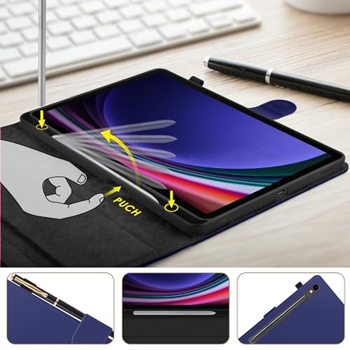 DETUOSI Leather Case for Samsung Galaxy Tab S9 11"/ S9 FE 10.9" (Wi-Fi/ 5G) 2023 Android Tablet with S Pen Holder + Silicone Back + Auto Sleep/Wake + Magnetic Closure Slim Folio Protective Book Cover