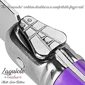 Chopmate - Laguiole Style - Stainless Steel Premium Steak Knife Set - Vibrant Multi Color Edition - 6 Piece Set + Bonus Wood Storage Display Block