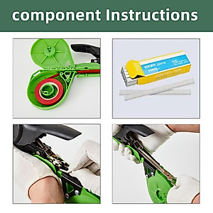 Suca Plant Tying Machine, Lightweight Plant Tying Tape Tool to Tie Up Vine Quickly, Plant Tie Tapener Gun with Tapes and Staples Green