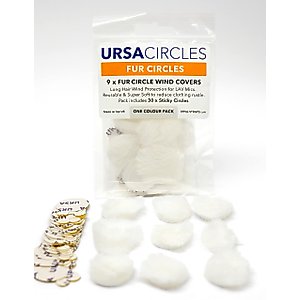 URSA Fur Circles - Mini Windshields for Lavalier/Lapel Microphones. Reduce Wind Noise & Clothing Rustle. Compatible with Sennheiser, RODE, Sanken, Tascam & More (9x Circles + 30x Stickies, White)