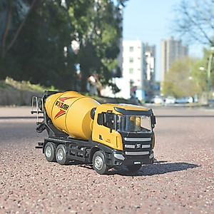 Ailejia Cement Mixer Toy Truck 1/50 Scale Metal Diecast Big Construction Engineering Vehicle Model Collection Diecast Alloy Truck Decoration Toy Gift for Kids (Cement Mixer Truck)