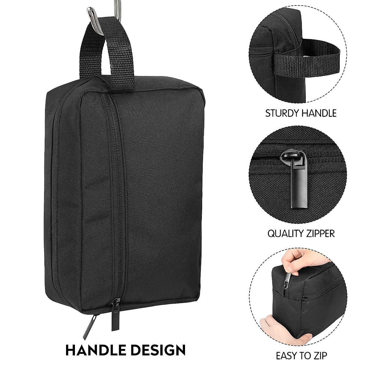 DLEPGM Toiletry Bag for Men and Women, Portable Travel Makeup Bag, Water-resistant Shaving Bags for Toiletries Accessories, Travel Organizer Bags with Divider and Handle(Black)