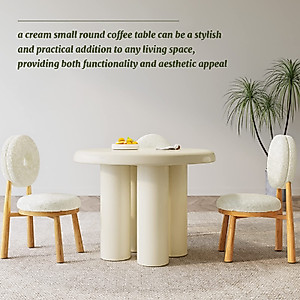HOTICKME 39.37" White Kitchen Table, Modern Round Dining Table for Kitchen, Bar, Living Room, Dining Room Table, Table Only