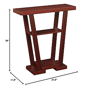 Convenience Concepts Newport V Console Table 31.5" - Modern Sofa Table with Storage Shelves, Narrow Entryway Hall Table for Living Room, Mahogany