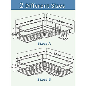 sahhivrm 2-Park SUS304 Corner Shower Shelves, Adhesive Shower Shelf for Inside Shower, Shampoo Soap Holder for Shower Wall, Bathroom Caddy Organizer, Silver Storage Shelf Shower Caddy Basket.