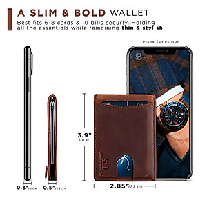 SERMAN BRANDS RFID Blocking Slim Bifold Genuine Leather Minimalist Front Pocket Wallets for Men with Money Clip Thin Mens (Canyon Red 1.0)