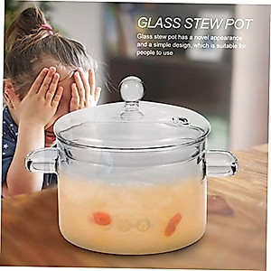 Cabilock Soup Pot French Onion Pans with Lids Korean Ramen Pot Melting Chocolate Pot Glass Pans for Cooking Glass Onion Kitchen Essentials Glass Instant Noodle Pot Double Ear Stew Pot Milk