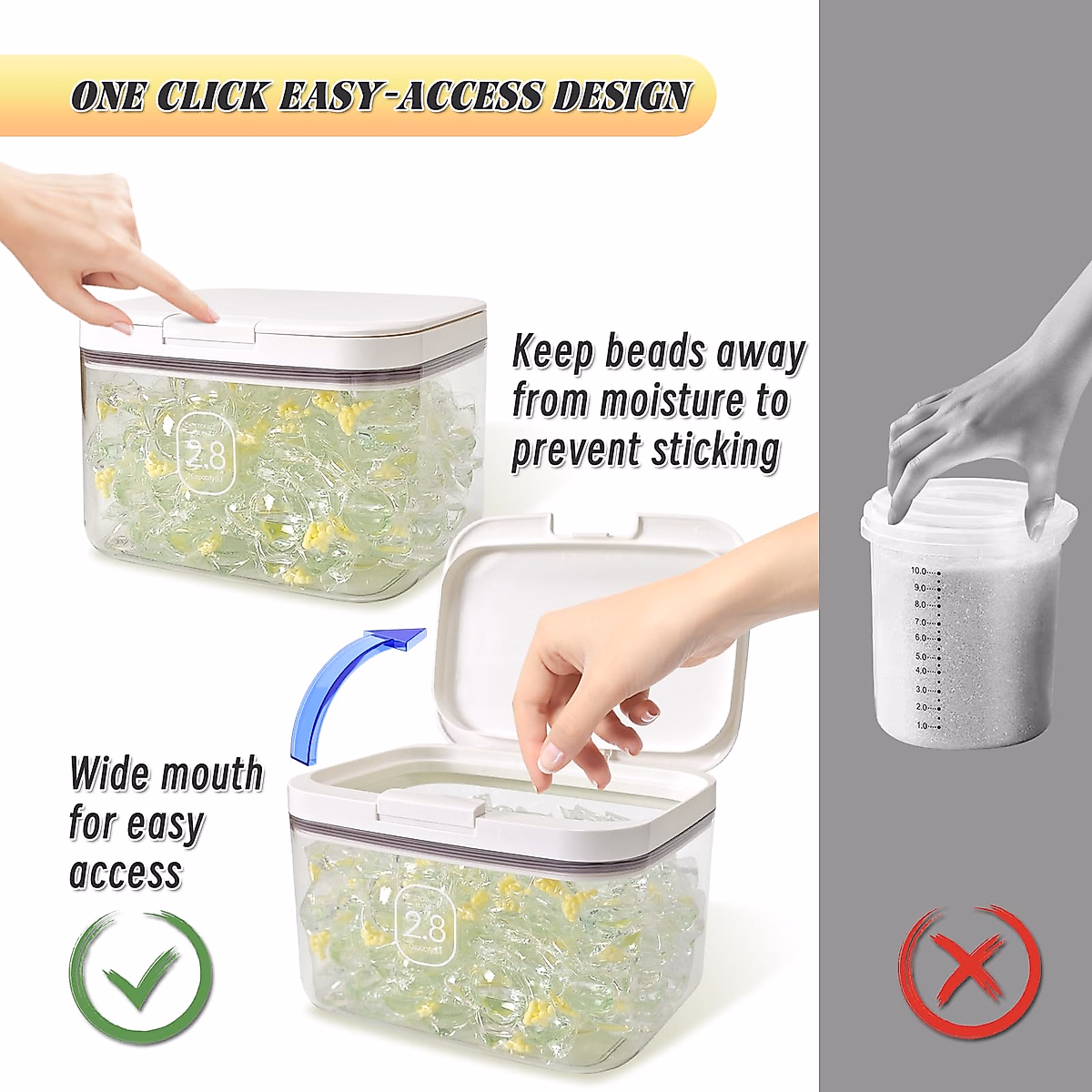 Laundry Pod Holder with Lid, Laundry Pod Container, Sealed Automatic Pop-Up, laundry Pod Dispenser Holds 115 Laundry Pods for Laundry Room Organization Laundry & dishwasher pods container-94oz