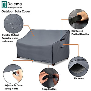 Dalema Outdoor 3-Seater Loveseat Cover,600D Heavy Duty 100% Waterproof Patio Sofa Cover,Furniture Covers for Sofa and Loveseat,79W x 38.5D x 35H Inches,Grey.