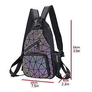 OLOEY Women Geometric Luminous Purses and Handbags Chic Stylish Color Changable Reflective Cross Body Bags Backpack (Mini Backpack)