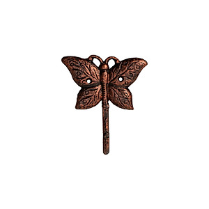 FantasHome Wall Mounted Cast Iron Home Décor Single Hook (Butterfly)