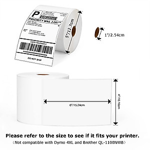 Memoking 4x6 Thermal Label Roll - Direct Thermal Shipping Labels Package Labels Compatible with Rollo Phomemo and All 4 * 6 Label Printers (Pack of 500 4''x 6'' Labels)