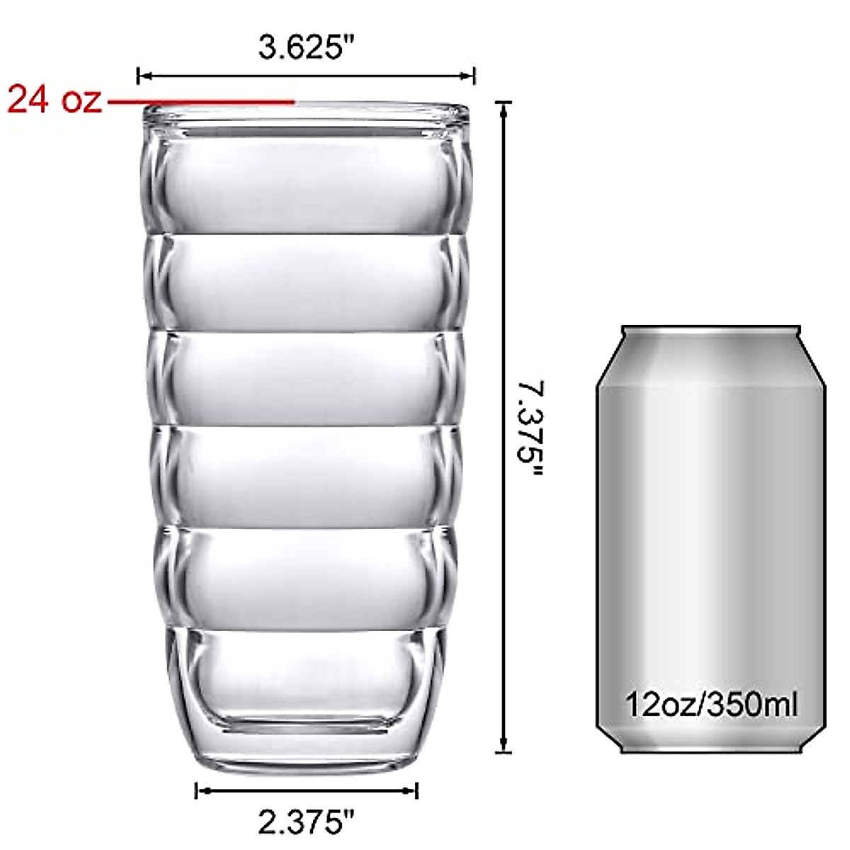 Amazing Abby - Arctic - 24-Ounce Insulated Plastic Tumblers (Set of 4), Double-Wall Plastic Drinking Glasses, All-Clear High-Balls, Reusable Plastic Cups, BPA-Free, Shatter-Proof, Dishwasher-Safe